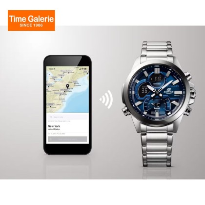 Casio Edifice ECB-30DB-1A9 Smartphone Link Stainless Steel Band Men Digital Analog Watch